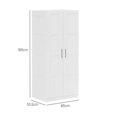 HOMCOM Wardrobe for Bedroom, Double Wardrobe with Hanging Rail, White