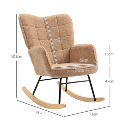 HOMCOM Wingback Rocking Chair for Nursing w/ Steel Frame Light Brown