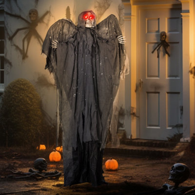HOMCOM Winged Grim Reaper Animatronic Prop w/ Light Up Eyes, for ...