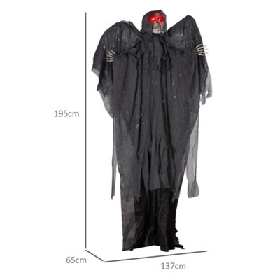 HOMCOM Winged Grim Reaper Animatronic Prop w/ Light Up Eyes, for ...