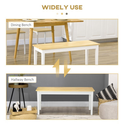 HOMCOM Wood Dining Bench Wooden Bench for 2 People, White