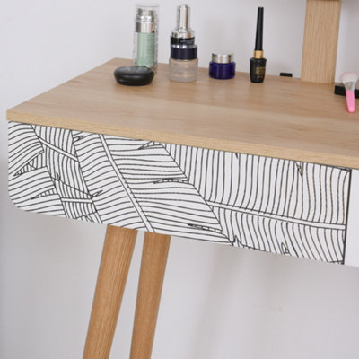 HOMCOM Wooden Compact Dressing Table w/ Drawer Mirror 4 Legs Table Top ...