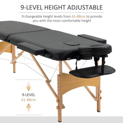 HOMCOM Wooden Folding Spa Beauty Massage Table w/ 2 Sections, Carry Bag ...