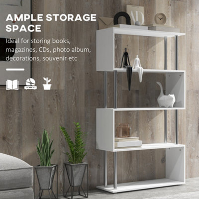 HOMCOM Wooden Storage Display Unit Bookshelf Bookcase Dividers S Shaped ...