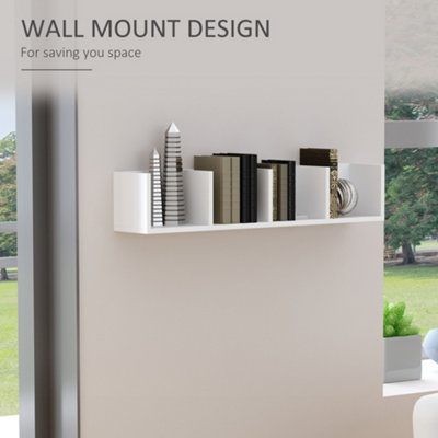 HOMCOM Wooden Wall-Mounted Storage Media Display Shelf Center Rack, White