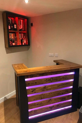 Home Bar - Large Modern Reclaimed Led Indoor Drink Bar