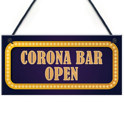 Home Bar Man Cave Pub Sign CORONA BAR OPEN Neon Effect Plaque Gift ...