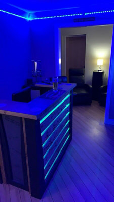 Home Bar - Modern Reclaimed Led Indoor Drink Bar Grey