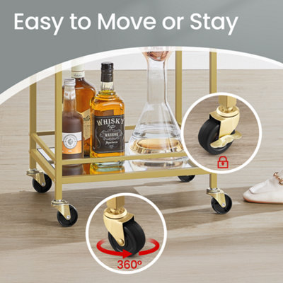 Home Bar Serving Cart, Bar Cart, Small Bar Cart with 3-Tier Shelf, Wine ...