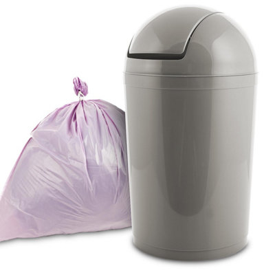 Home Centre Compact Plastic Swing Top Waste Bin 15 Litre Silver House ...