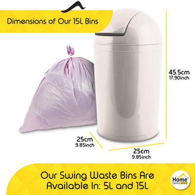 Home Centre Compact Plastic Swing Top Waste Bin 15 Litre White House ...