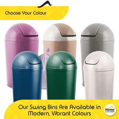 Home Centre Compact Plastic Swing Top Waste Bin 15 Litre White House ...