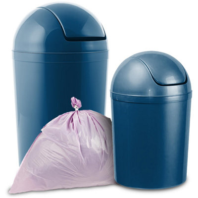 Home Centre Compact Plastic Swing Top Waste Bin 5 Litre Blue House ...