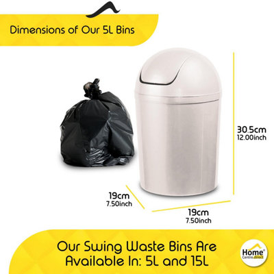Home Centre Compact Plastic Swing Top Waste Bin 5 Litre White House ...