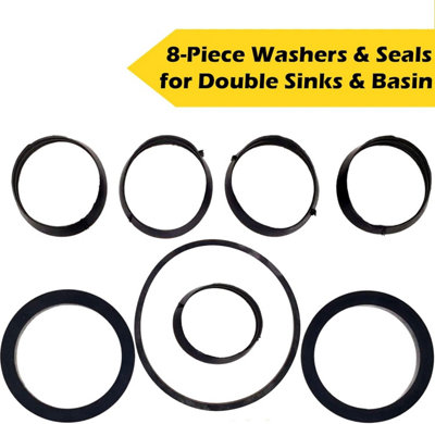 Home Centre Dual Sink Waste Pipe Seals Set Basin Bowl Washer Leak ...