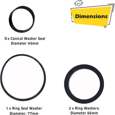 Home Centre Dual Sink Waste Pipe Seals Set Basin Bowl Washer Leak ...