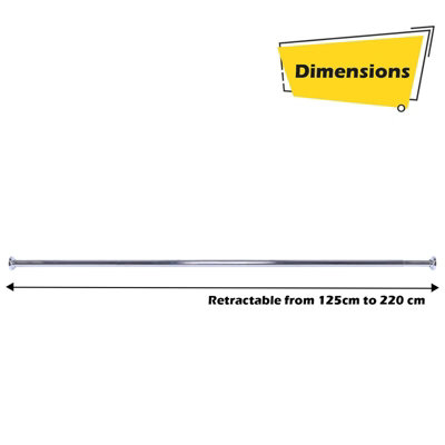 Home Centre Extendable Shower Curtain Rail Rod Telescopic Pole 125-220cm