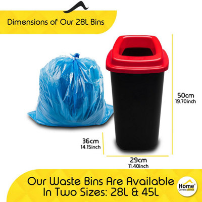 Home Centre Plastic Recycling Kitchen Office Waste Bin 28 Litre Red ...