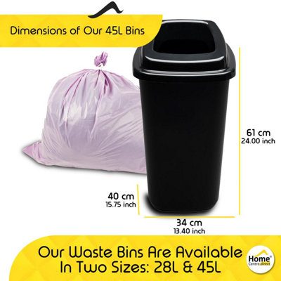 Home Centre Plastic Recycling Kitchen Office Waste Bin 45 Litre Black ...
