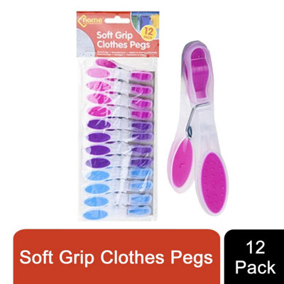 Home Connection Soft Grip & High-Quality Plastic Cloth Pegs, 12 Pcs