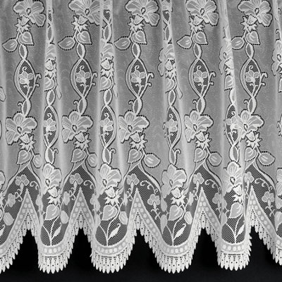 Home Curtains Andrea Floral Net 400w x 206d CM Cut Lace Panel White ...