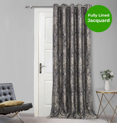 Home Curtains Elanie Floral Metallic Fully Lined 45w x 84d" (114x213cm ...
