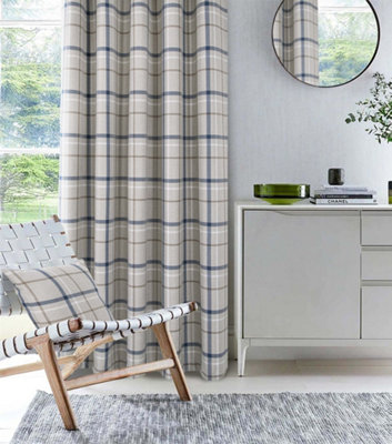 Home Curtains Hudson Woven Check Fully Lined 90w x 90d" (229x229cm ...