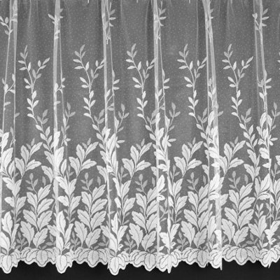 Buy Home Curtains Jade Floral Net 400w x 183d CM Cut Lace Panel White | DIY at B&Q