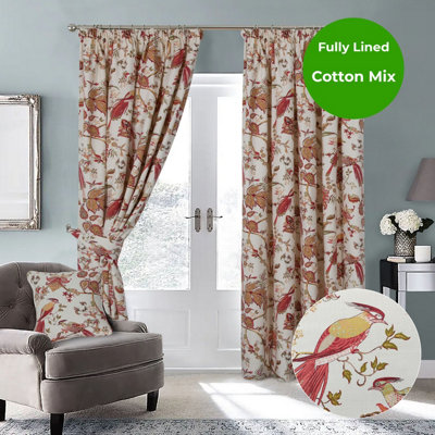Home Curtains Kensington Fully Lined Botanical 90w x 90d" (229x229cm ...