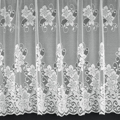 Home Curtains Lynsey Floral Net 400w x 107d CM Cut Lace Panel White ...