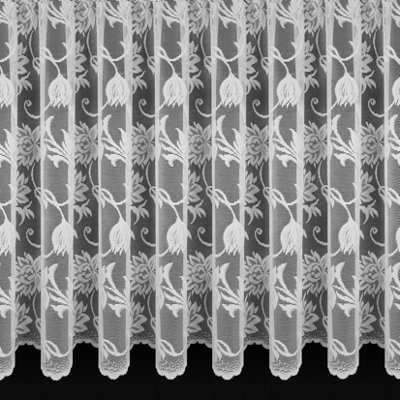Home Curtains Radley Floral Net 300w x 102d CM Cut Lace Panel White | £ ...