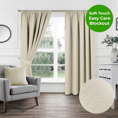 Home Curtains Woven Blockout 90w" x 90d" (229x229cm) Natural Pencil ...