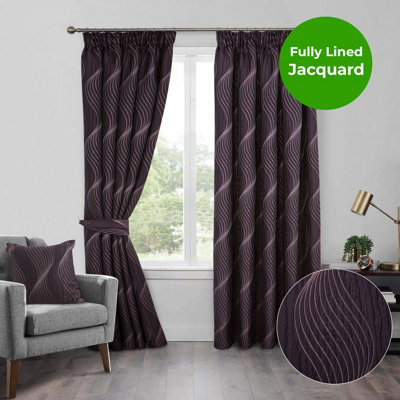 Home Curtains Zen Metallic Detailed Fully Lined 65w x 54d" (165x137cm ...