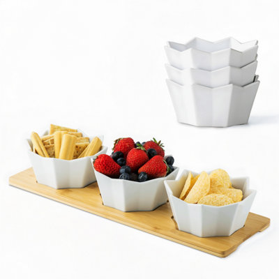 Home Harbour Ceramic Serving Tray Set 3 Section Divided Bowls with ...