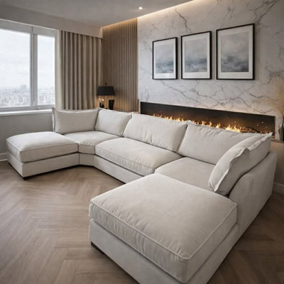 Home & Love Luxury Bishop U Shape Cinema Sofa Fixedback Corner Sofa ...