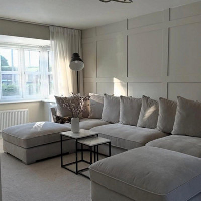 Home & Love Luxury Bishop U Shape Corner Sofa - Cream Naples