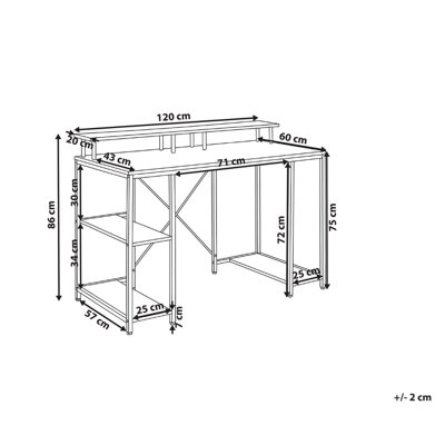 Home Office Desk CADDO White 120 cm 60 cm with Storage