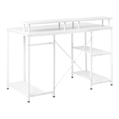 Home Office Desk CADDO White 120 cm 60 cm with Storage