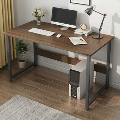 Home office desk computer table, wood study workstation, rectangular design