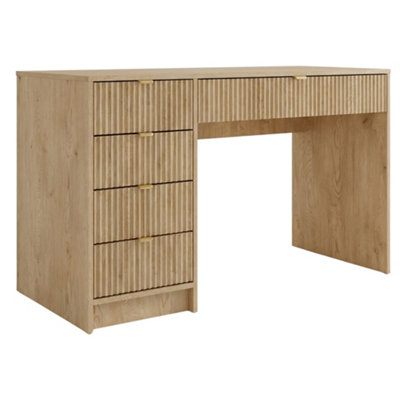 Home Office Desk with Drawers Tireno Cremona Oak Laminated MDF Grooved ...