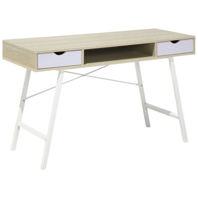 Home Office Desk with Storage 120 x 48 cm Light Wood CLARITA