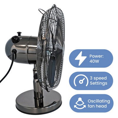 Home & Office Electric Sturdy Metal 12" 3 Speed Tilt Oscillating ...