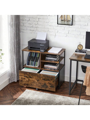 Home Office File Cabinet, File Cabinet With Drawers And Open Shelves ...