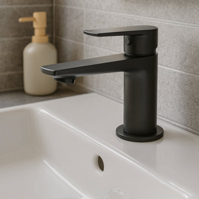 Home Range Black Basin Mixer Tap 40mm Cartridge
