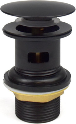 Home Range Black Dome Slotted Basin Waste (Brass Nut)