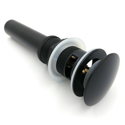 Home Range Black Dome Slotted Basin Waste With Tube Extention (Brass Nut)