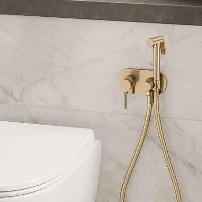 Home Range Brushed Gold Brass Concealed Bidet Douche Set