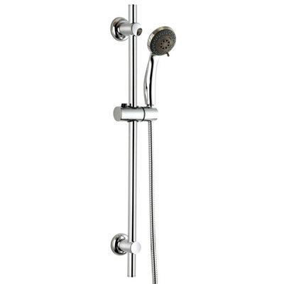 Home Range Chrome Adjustable Shower Riser Rail Slider Kit with Shower ...