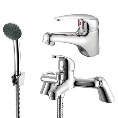 HOME RANGE CHROME BASIN MIXER TAP 35MM CARTIDGE & CHROME BRASS BATH ...