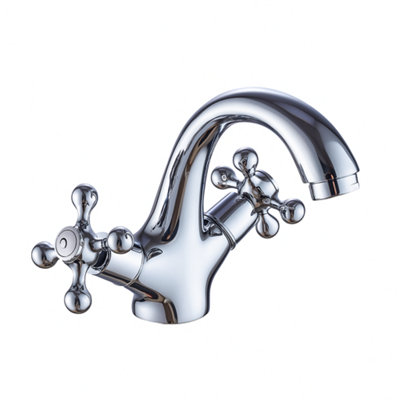Home Range Chrome Basin Mixer Tap Double Handle OTUS